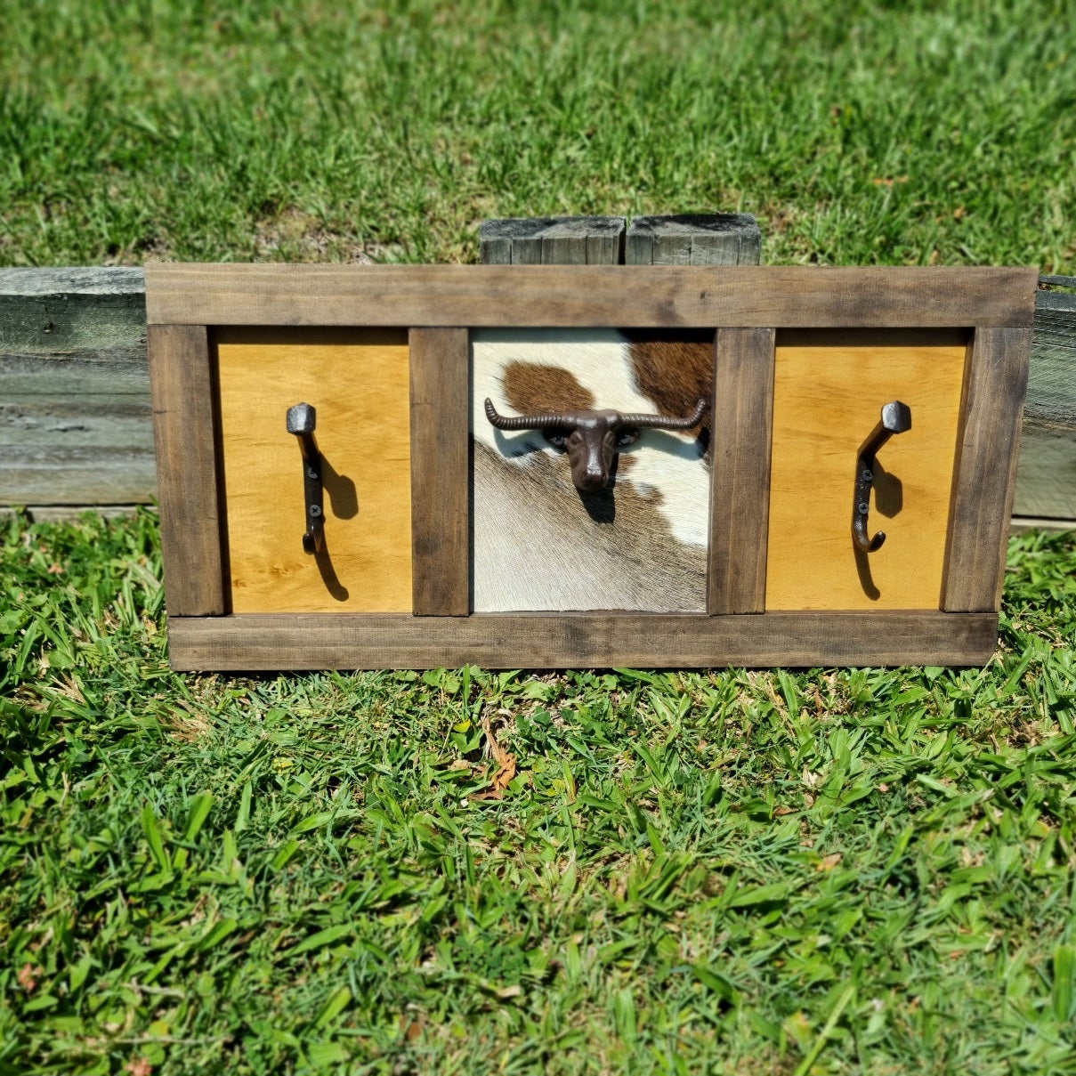Timber & Cowhide Bulls Head Hat Rack | KickAss Country